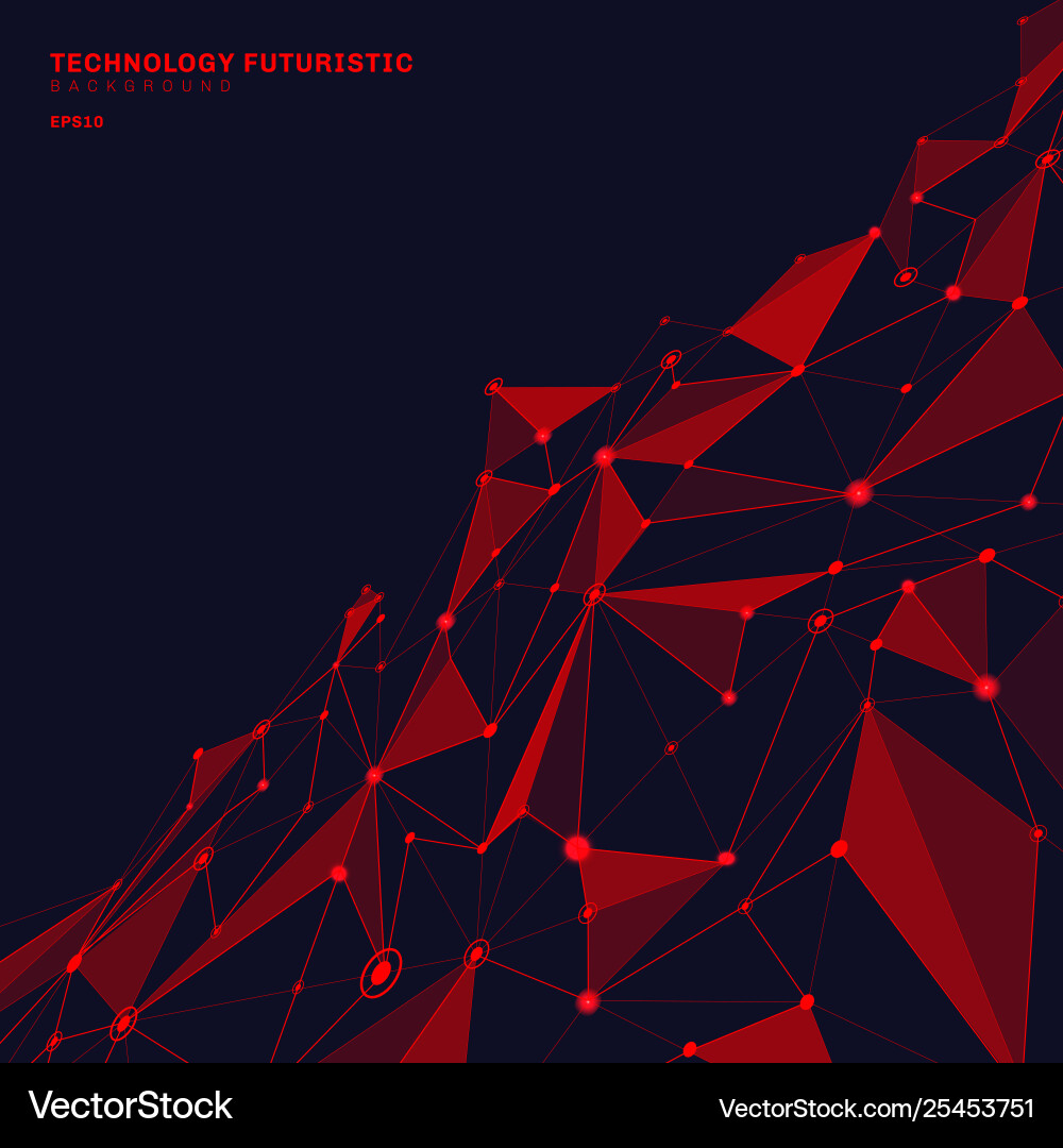 Abstract red polygonal shapes on dark blue Vector Image