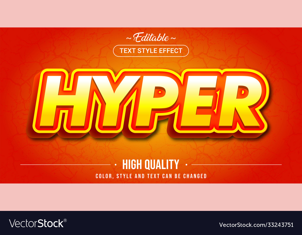 Editable text style effect - hyper theme Vector Image