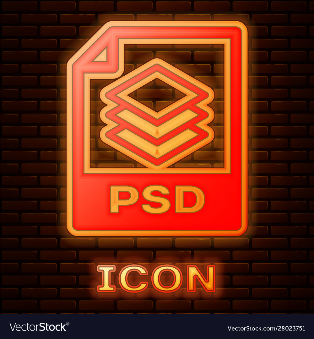 Glowing neon psd file document download Royalty Free Vector