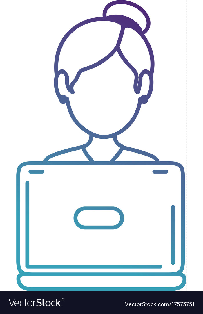 Laptop computer with user Royalty Free Vector Image