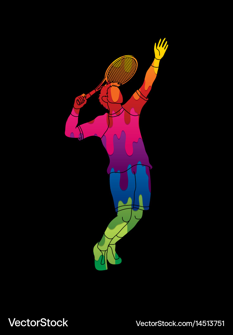 Man tennis player sport pose serve Royalty Free Vector Image