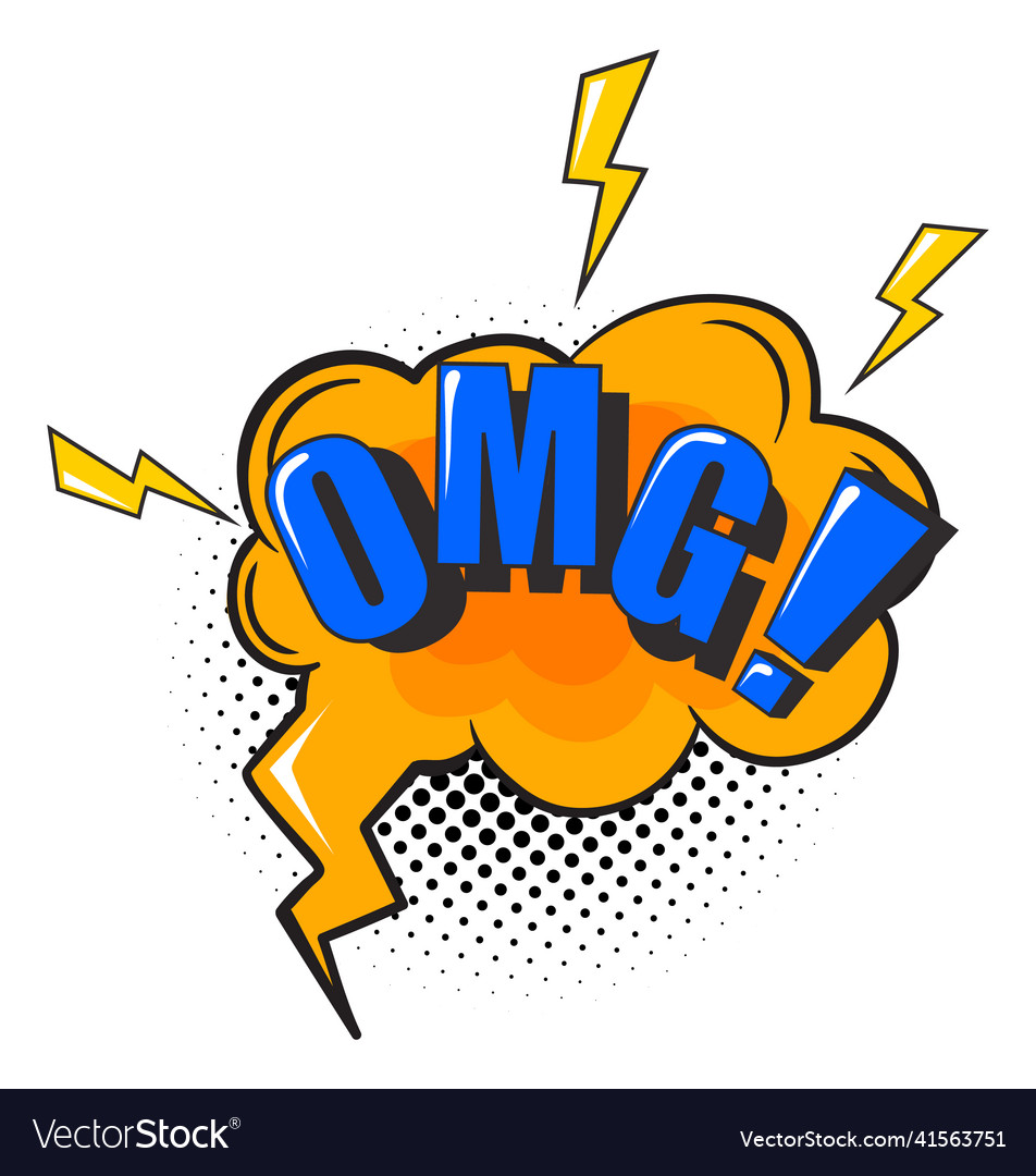 Omg in comic speech bubble with halftone effect Vector Image