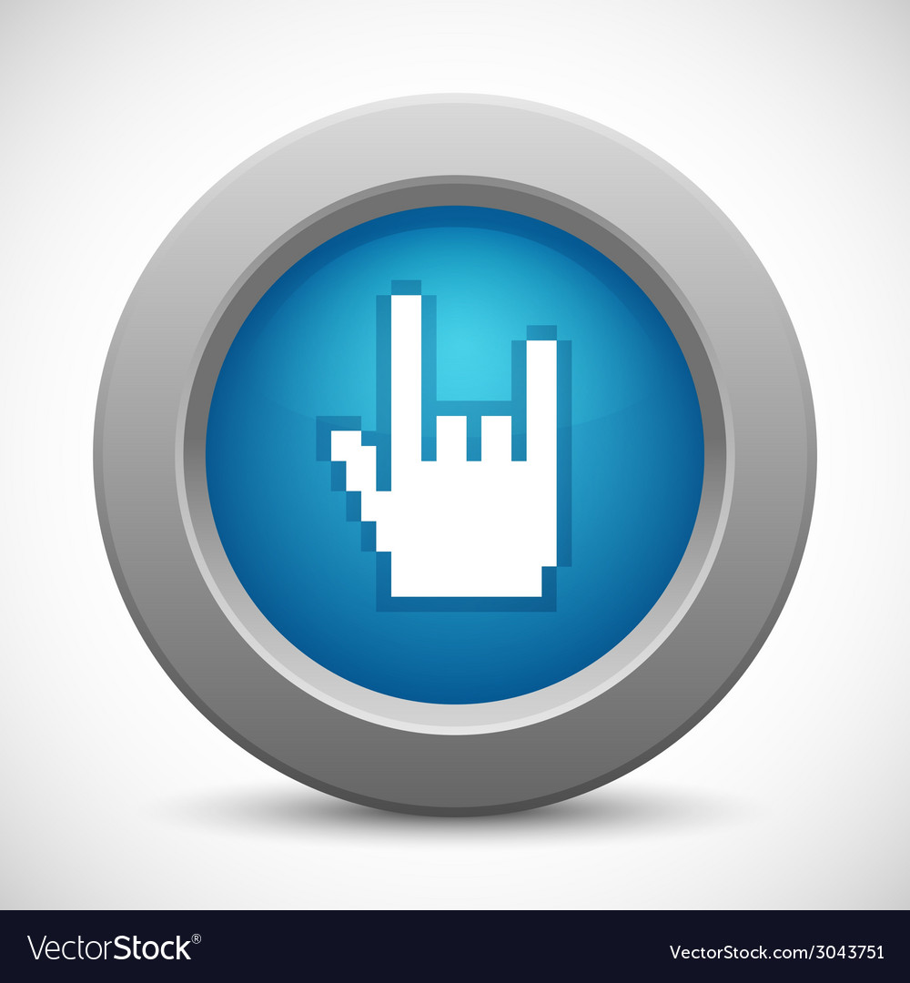 Pixel rock hand button Royalty Free Vector Image