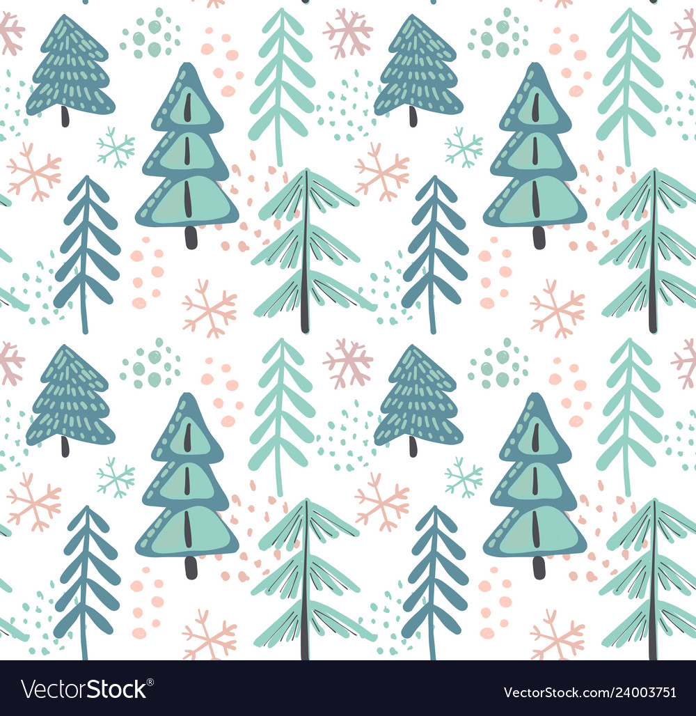 Seamless pattern with winter fir forest Royalty Free Vector