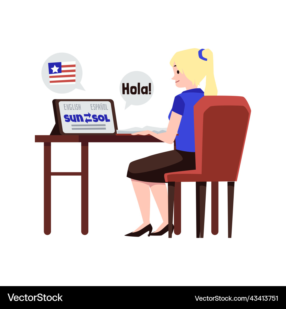 Student of online language school or courses flat Vector Image