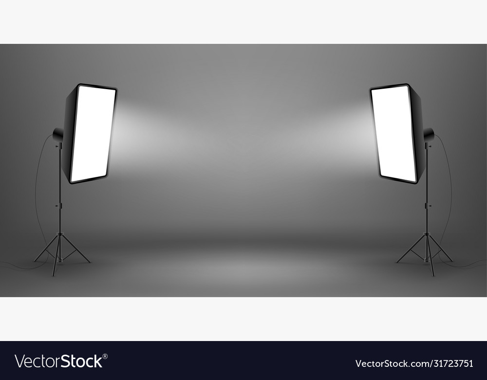 Two glowing softboxes on dark background Vector Image
