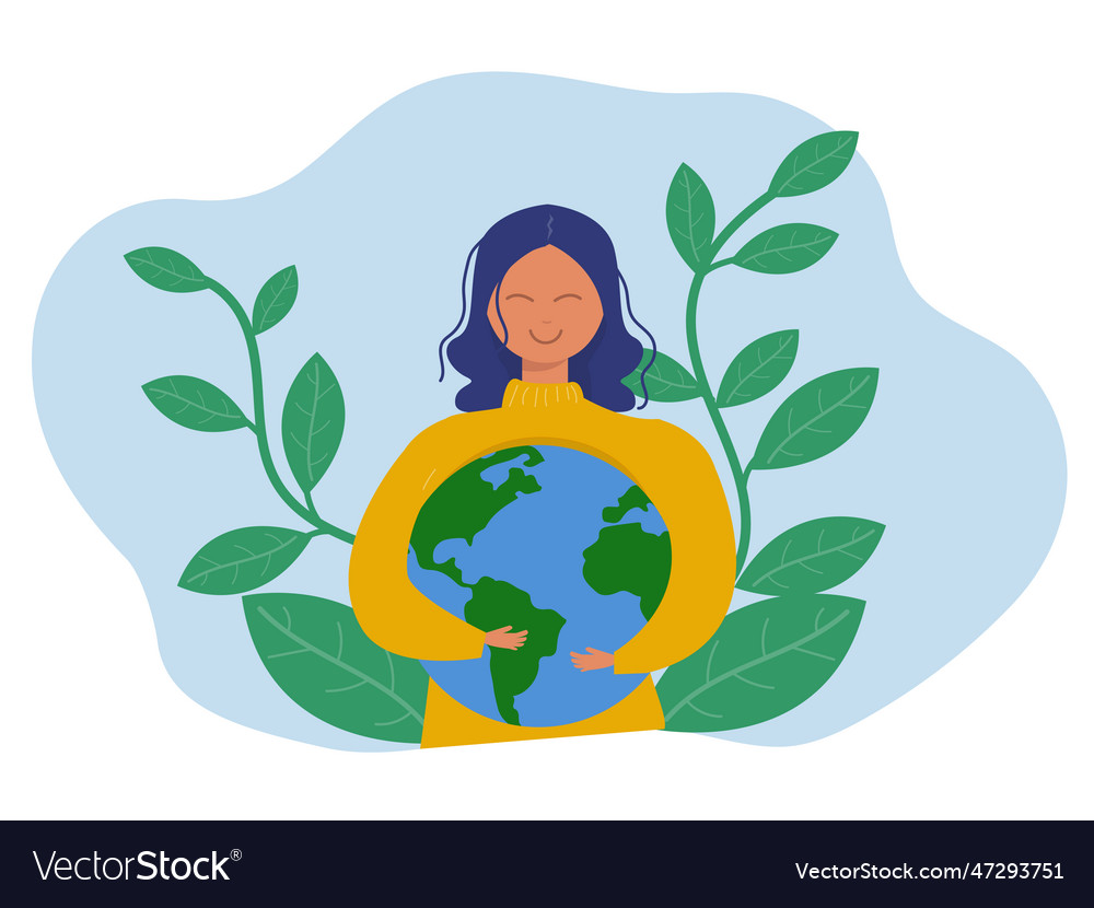 World earth day green eco energy young woman Vector Image World earth day green eco energy young woman Vector Image