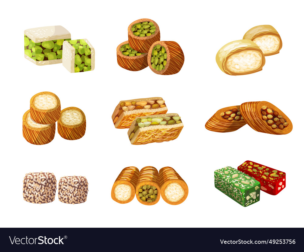 Arabic sweets delicious tasty food from Royalty Free Vector