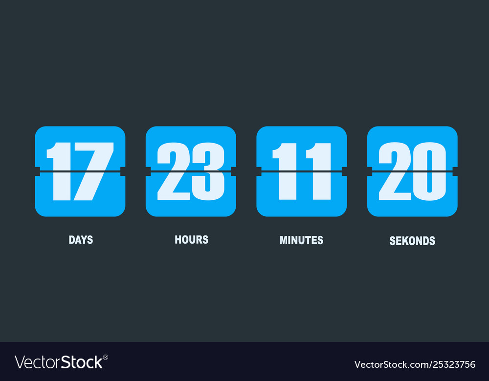 Flip countdown clock counter timer Royalty Free Vector Image