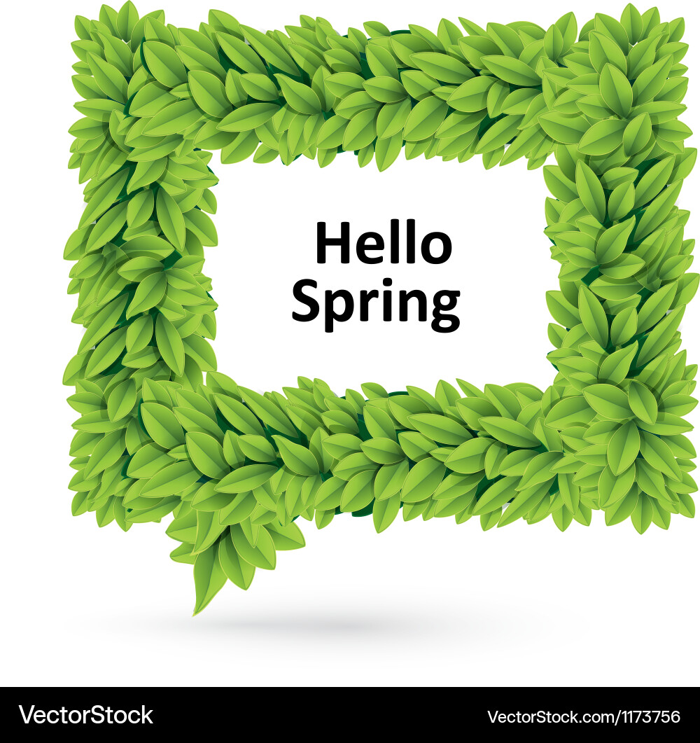 Green spring speech bubble of leaves Royalty Free Vector