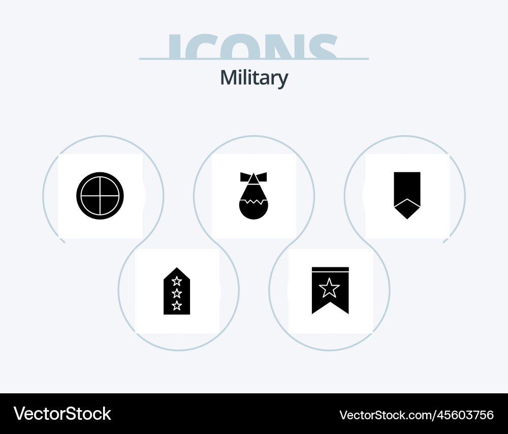 Military glyph icon pack 5 icon design Royalty Free Vector