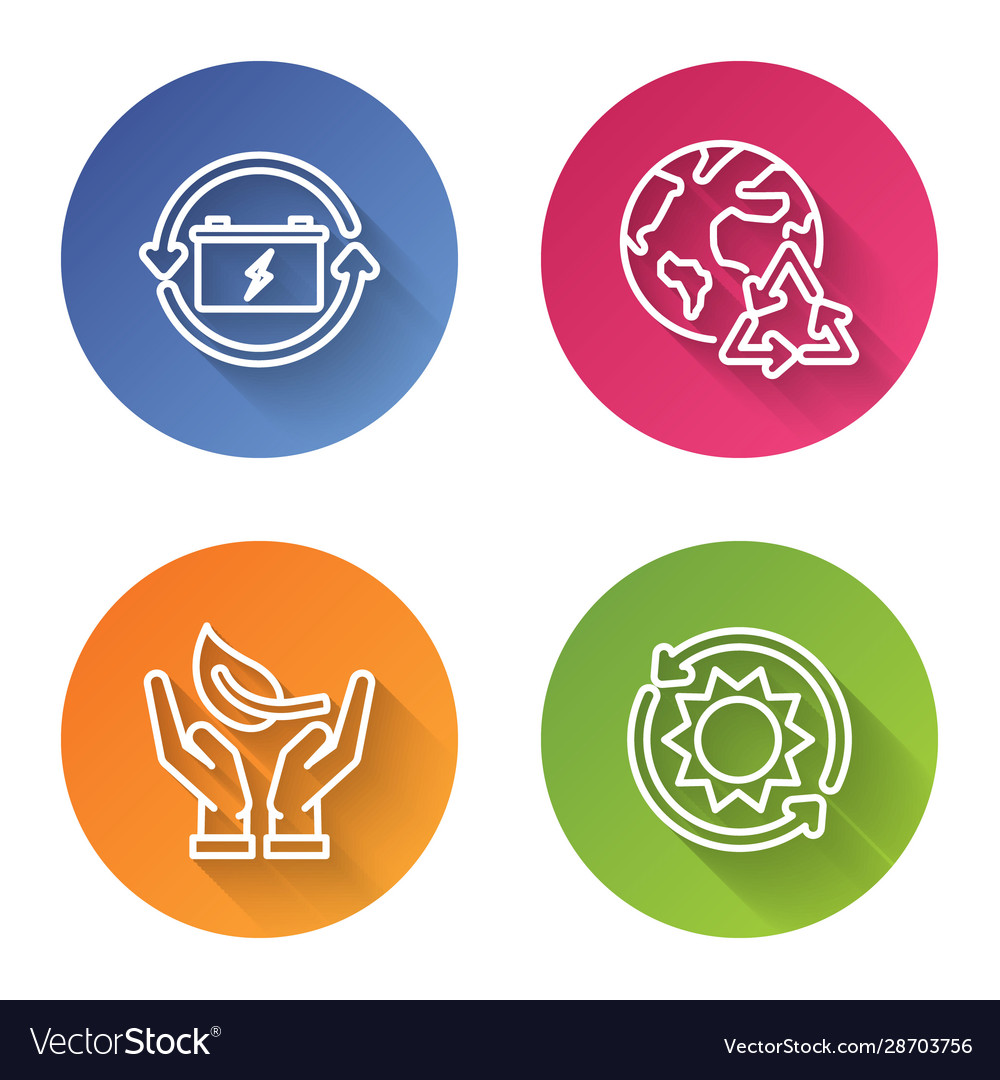 Set line battery with recycle symbol planet earth Vector Image
