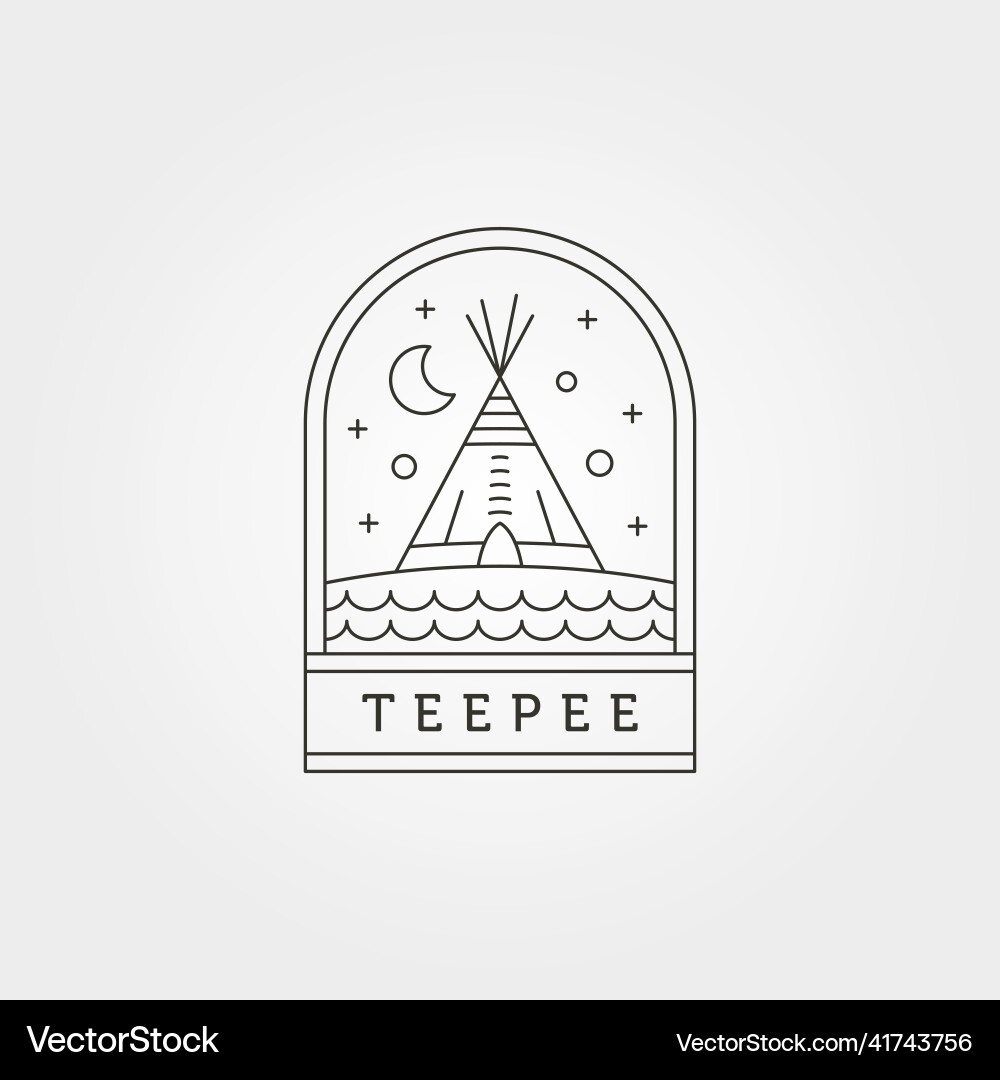 Teepee tent camp night logo symbol design line Vector Image
