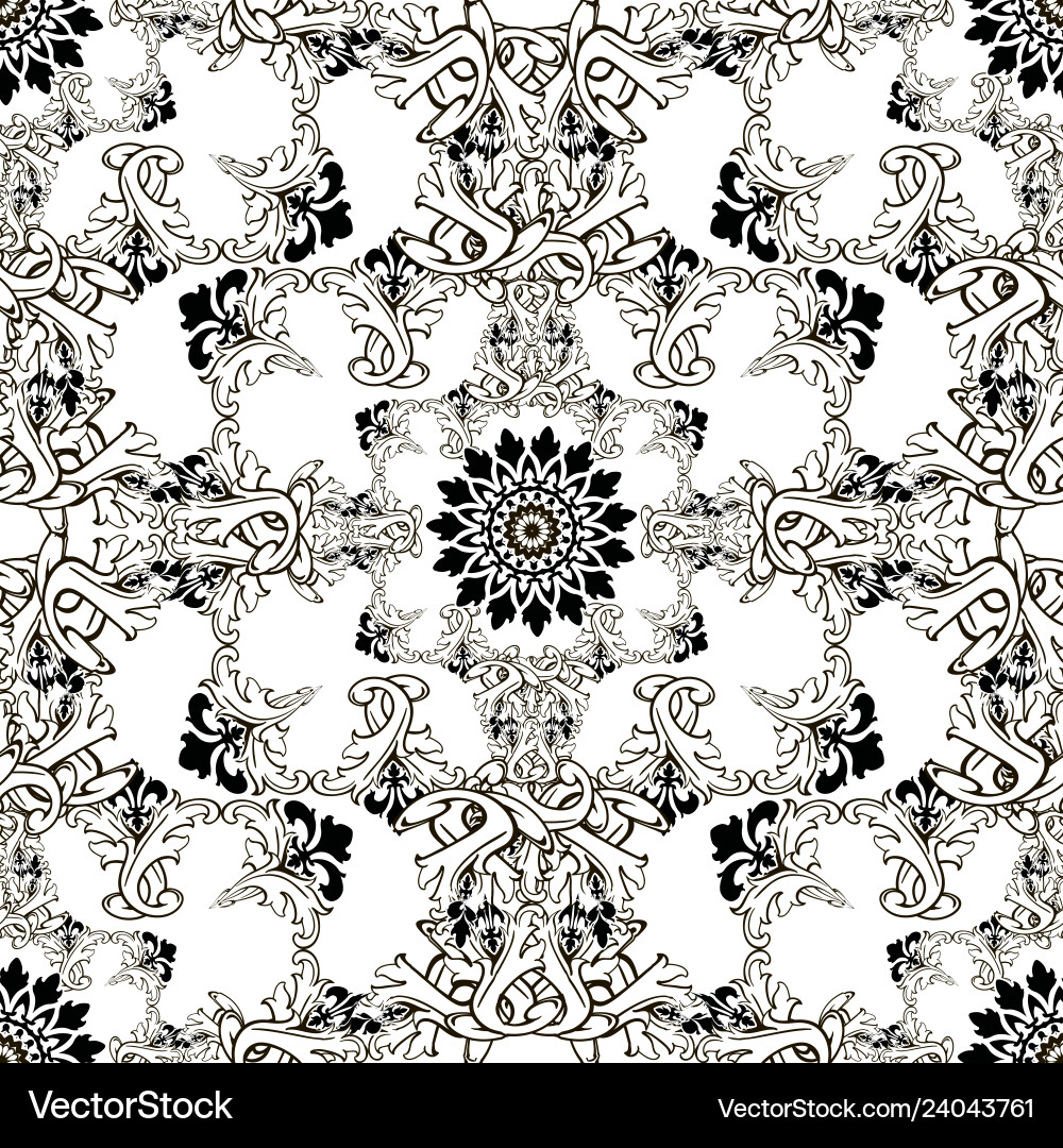 Baroque black and white ornamental seamless Vector Image
