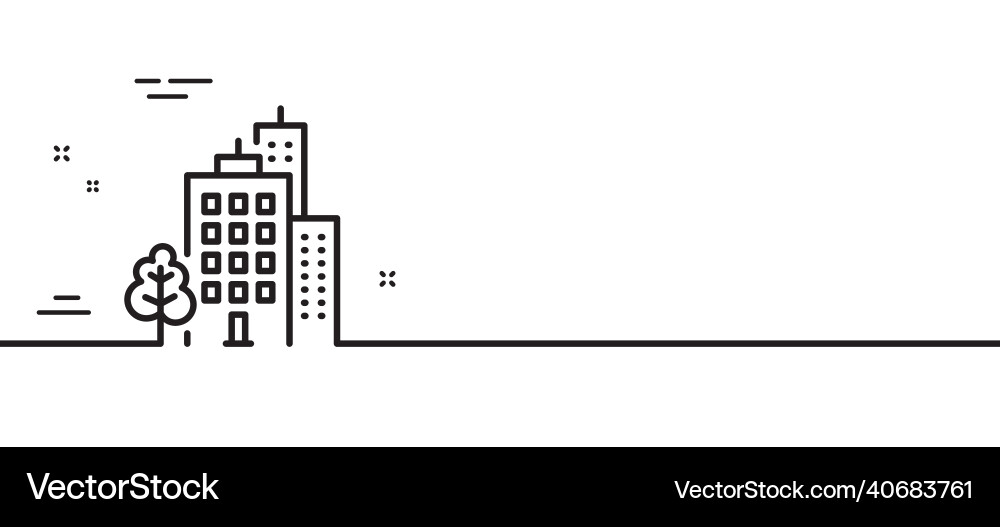 Buildings line icon city architecture with tree Vector Image
