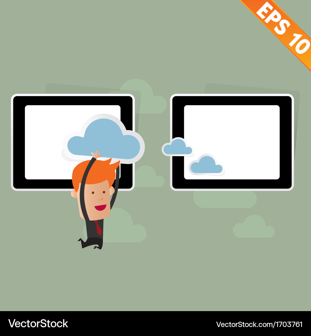Cartoon business man carry cloud service Vector Image