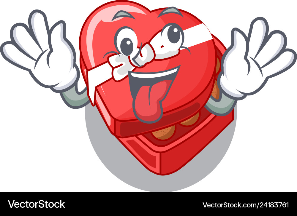 Crazy chocolate heart box above cartoon fridge Vector Image
