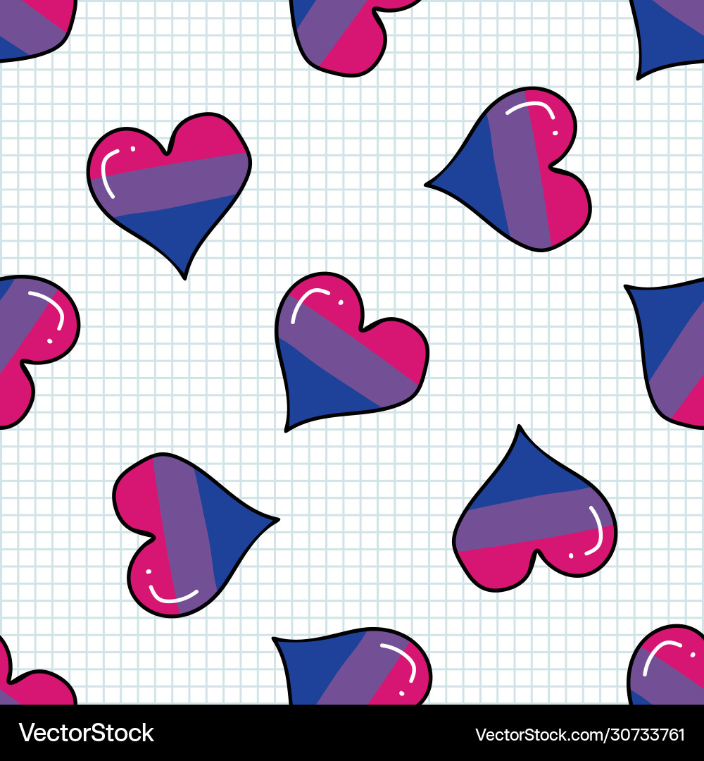 Cute bisexual heart cartoon seamless Royalty Free Vector