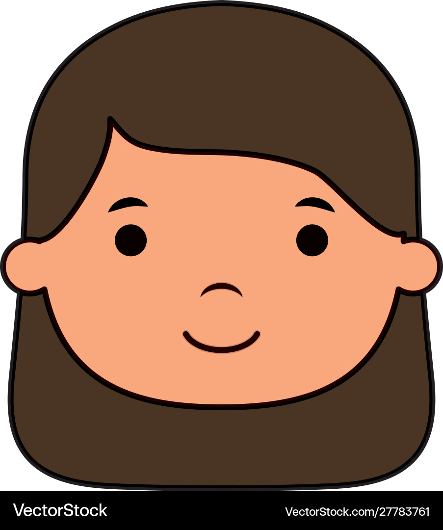 Cute little girl head comic character Royalty Free Vector