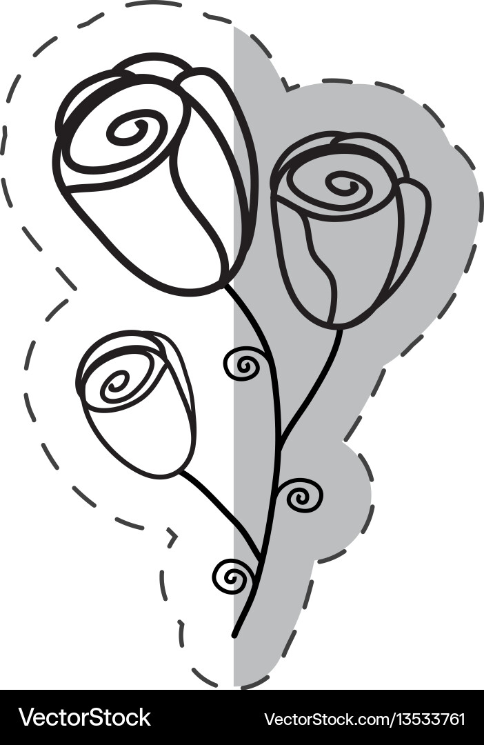 Flower roses bouquet cut line Royalty Free Vector Image