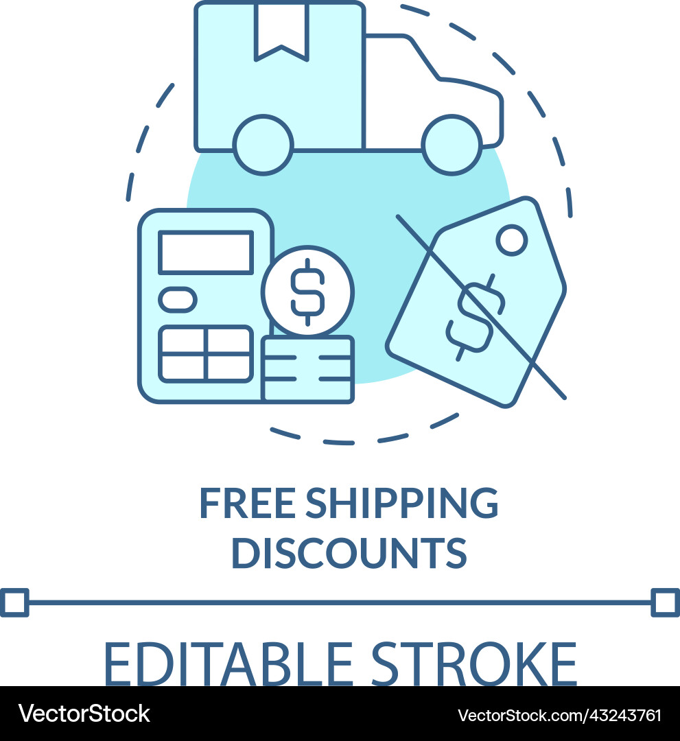 Free shipping discounts turquoise concept icon Vector Image