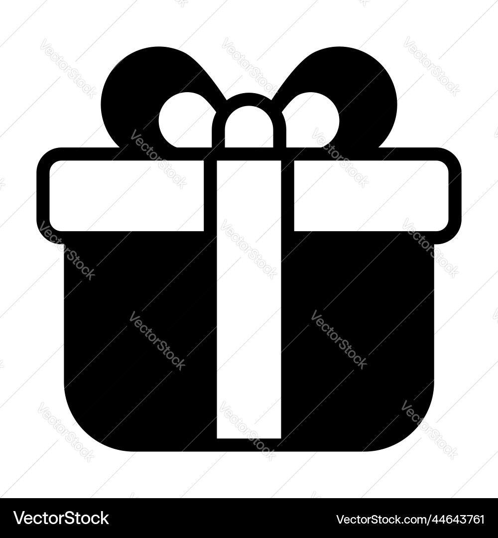 Gift black filled outline icon merry christmas Vector Image