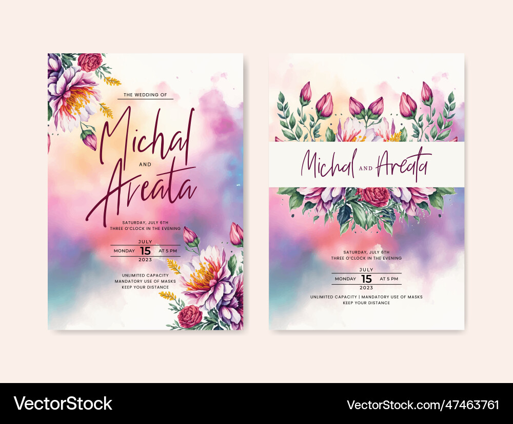 Hand drawing wedding invitation floral design Vector Image