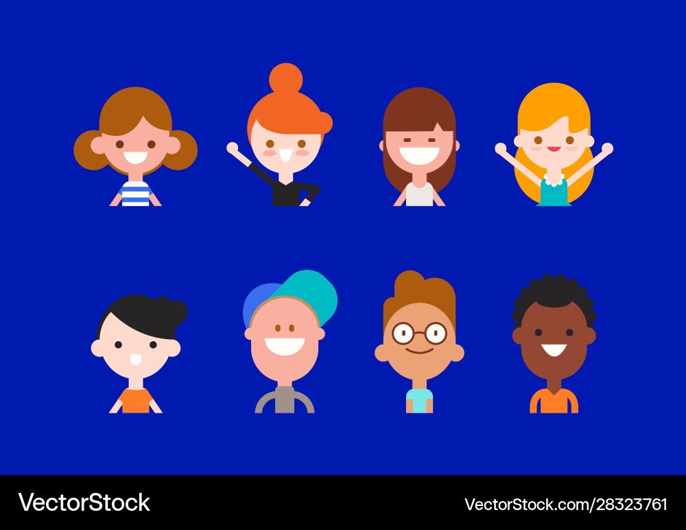Happy kids character in flat design style Vector Image
