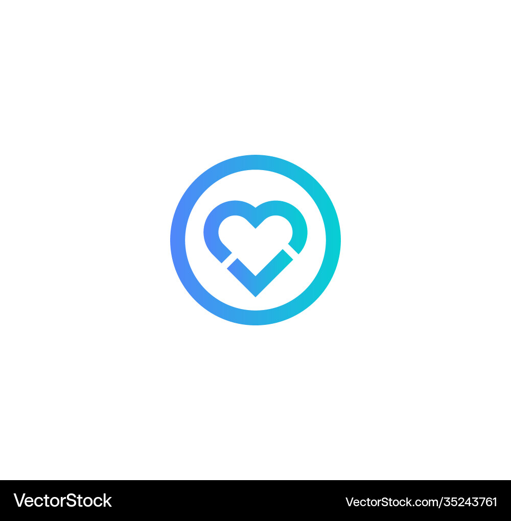 Healthy heart icon round frame with heart and Vector Image