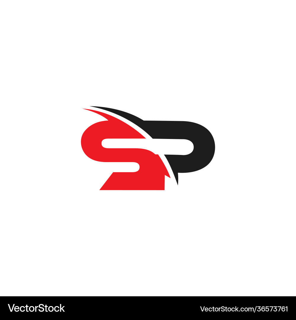 Letters sp swoosh slice design geometric logo Vector Image