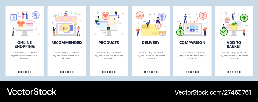 Mobile app onboarding screens online shopping Vector Image