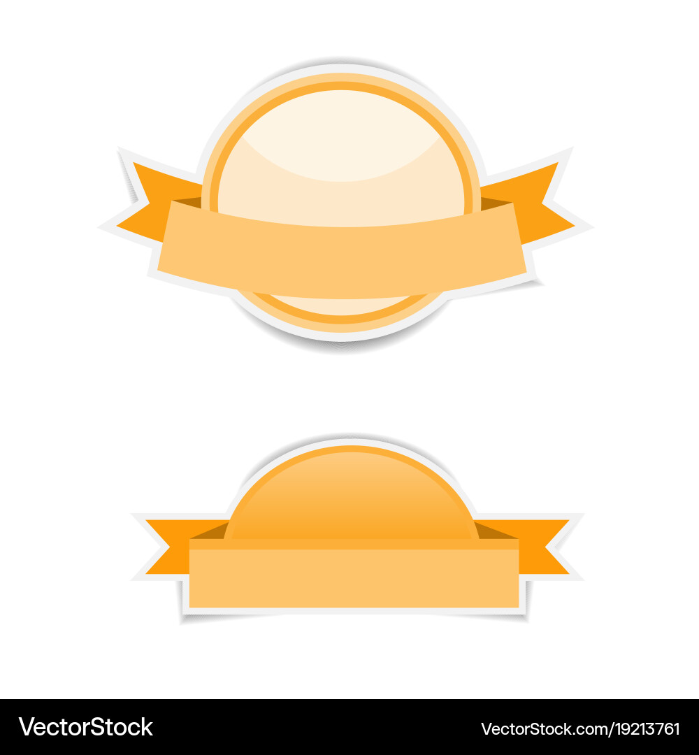 Orange circle banner paper stickers with shadows Vector Image