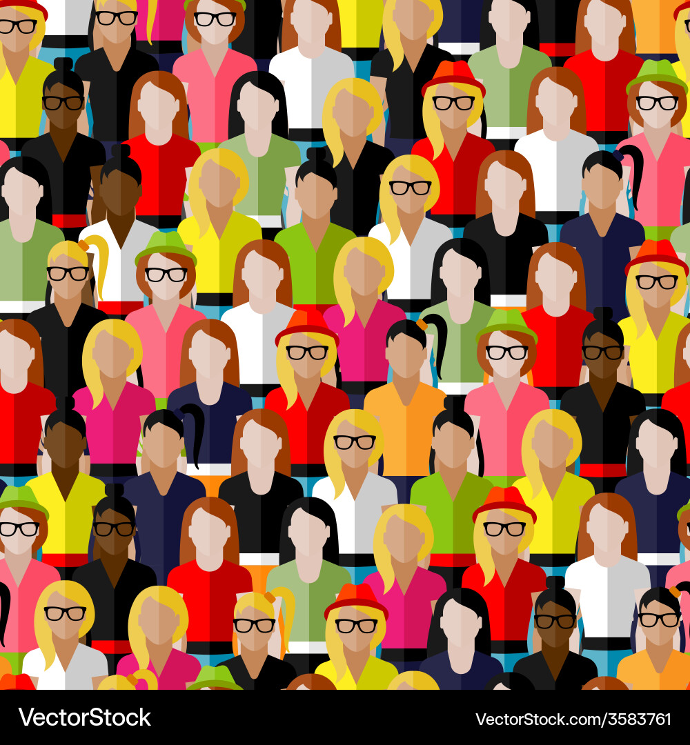 Seamless pattern with a large group of girls Vector Image