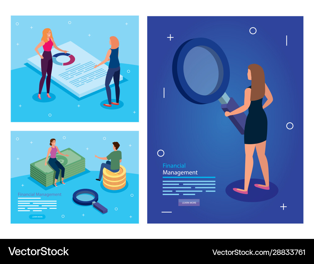 Set poster financial management with people Vector Image