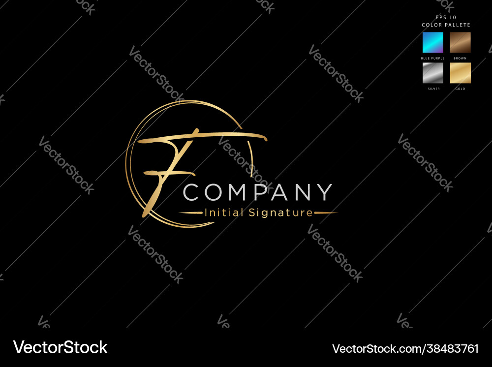Signature logo design initial f beauty monogram Vector Image