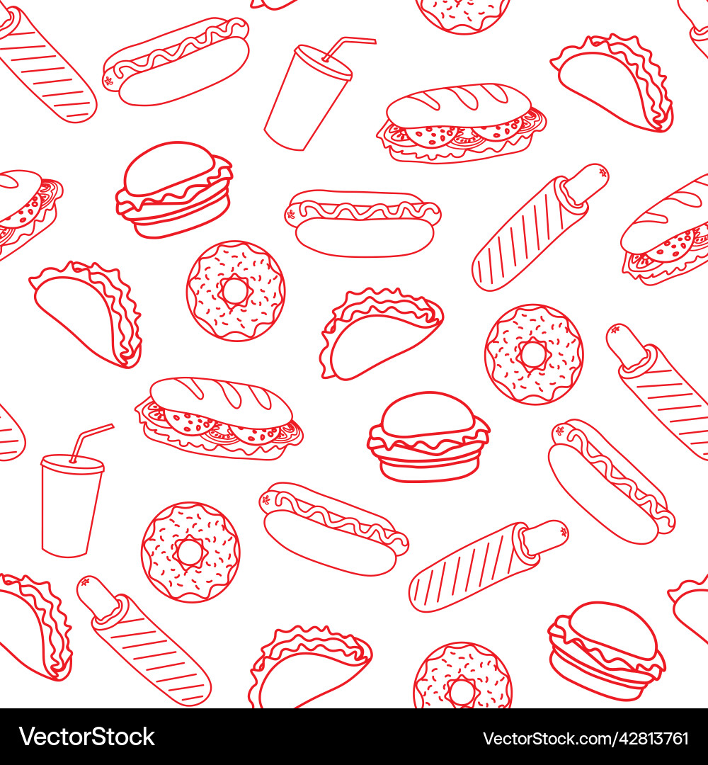 Trendy fast food pattern for cafe Royalty Free Vector Image