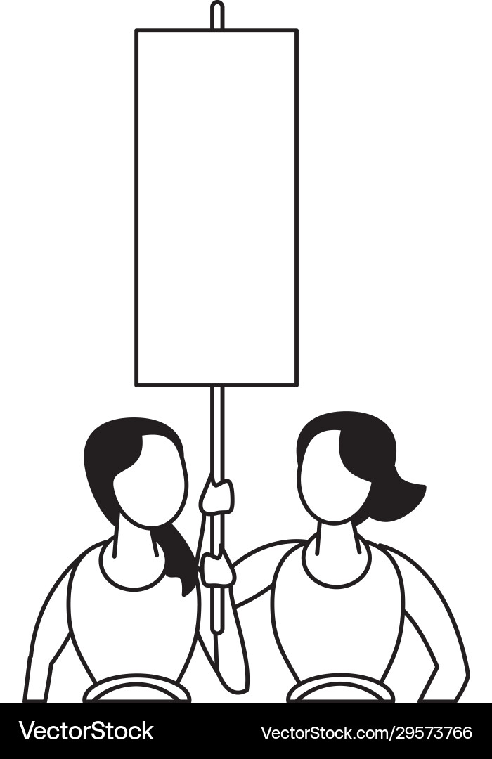 Activists women with protest banners Royalty Free Vector