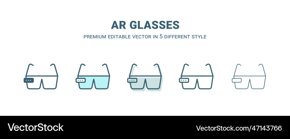 Ar glasses icon in 5 different style outline Vector Image