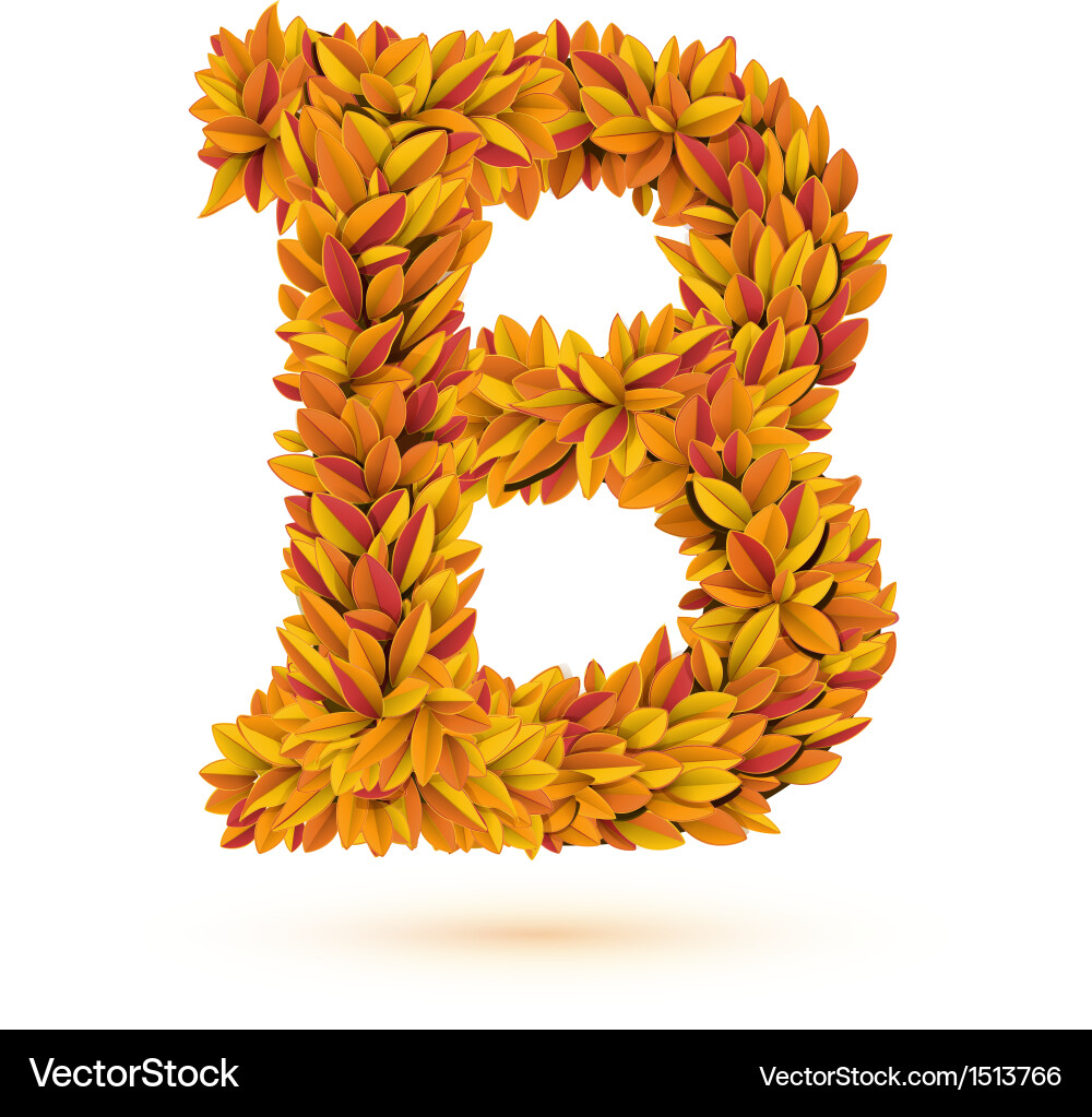 Autumn fall bright orange leaves letter Royalty Free Vector