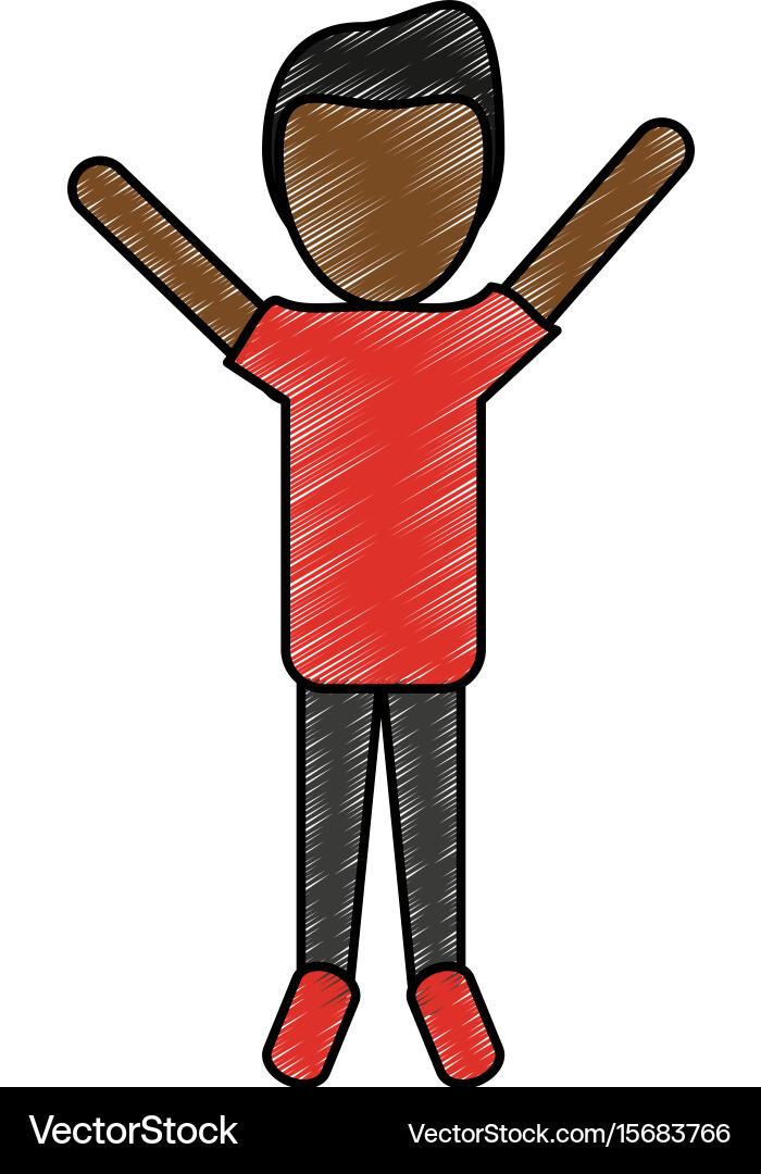 Colorful standing man doodle over white background