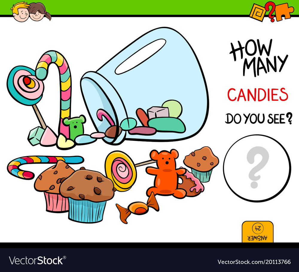 Counting candies educational activity game Vector Image