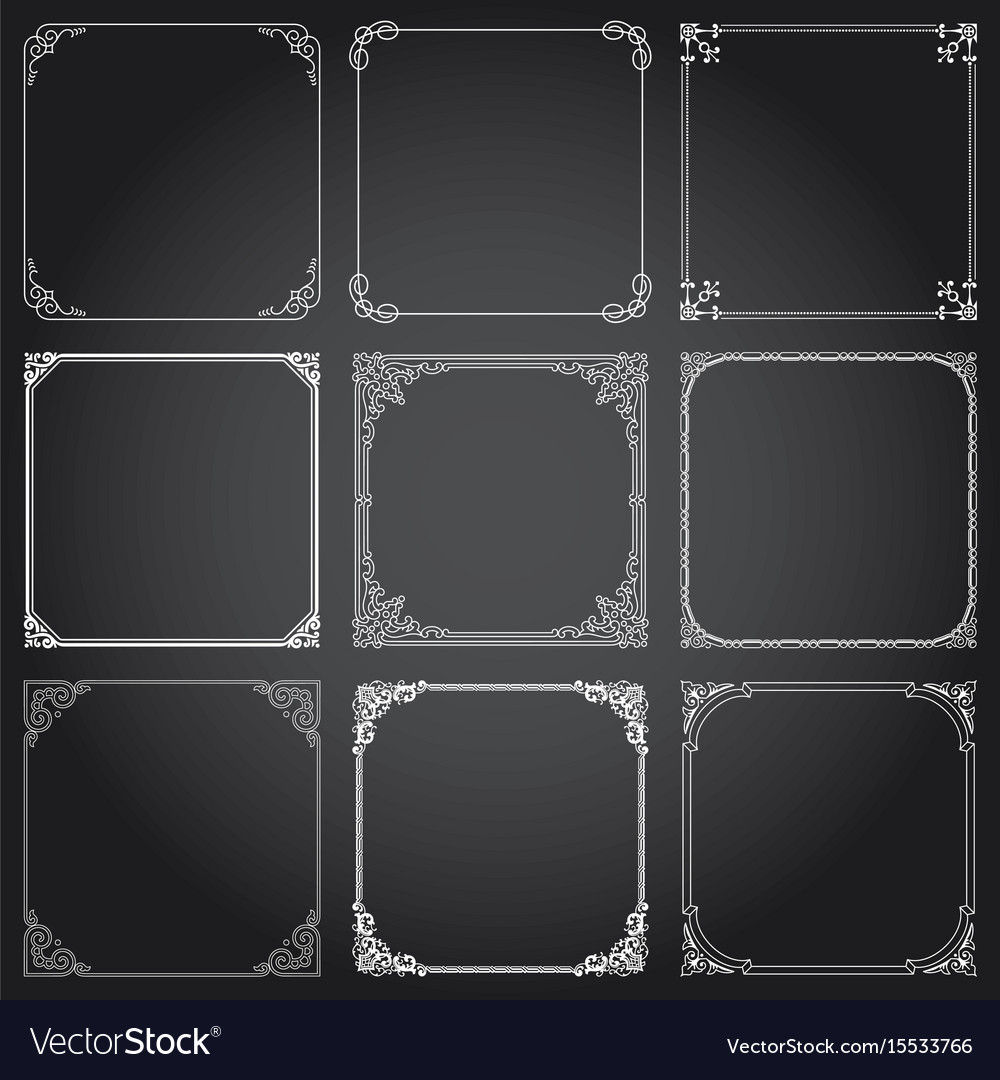 Decorative frames and borders square set Vector Image
