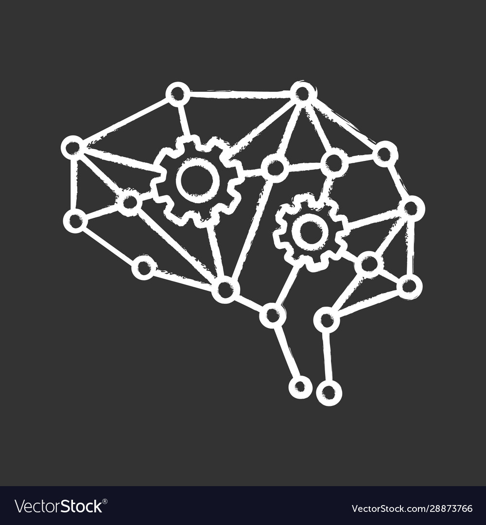 Deep learning ai chalk icon Royalty Free Vector Image