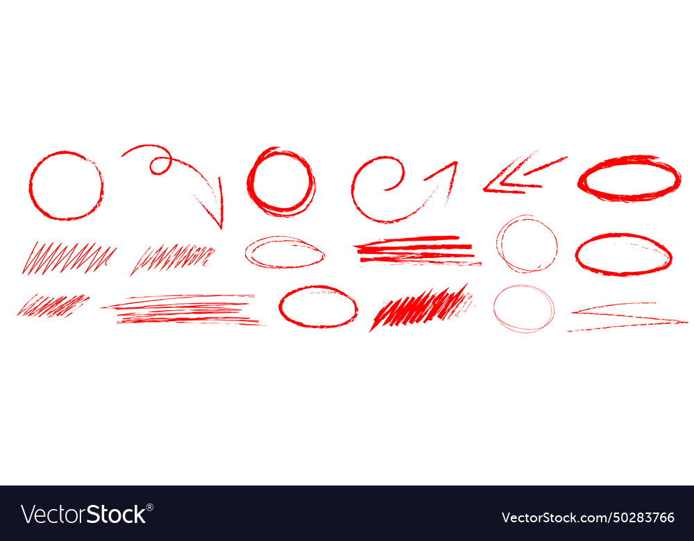 Highlight doodles random red scribble elements Vector Image