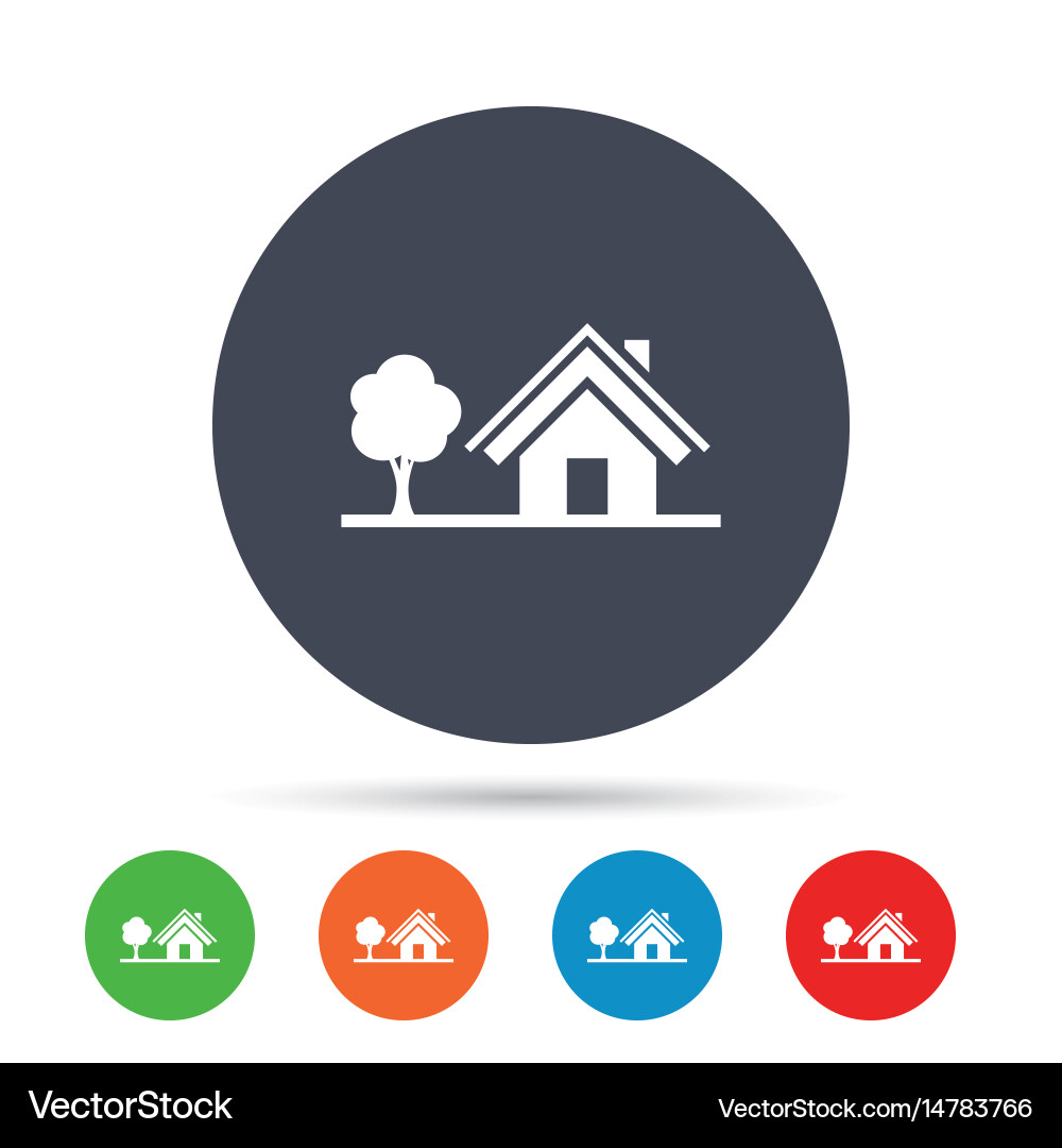 Home sign icon house with tree symbol Royalty Free Vector