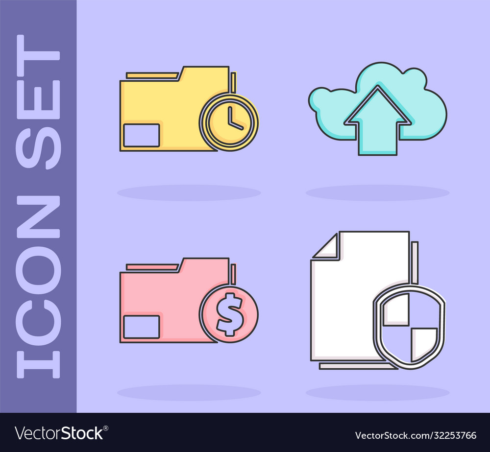 Set document protection concept document folder Vector Image Set document protection concept document folder Vector Image
