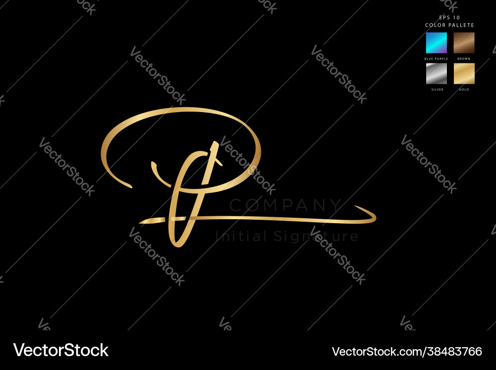 Signature logo design initial p beauty monogram Vector Image