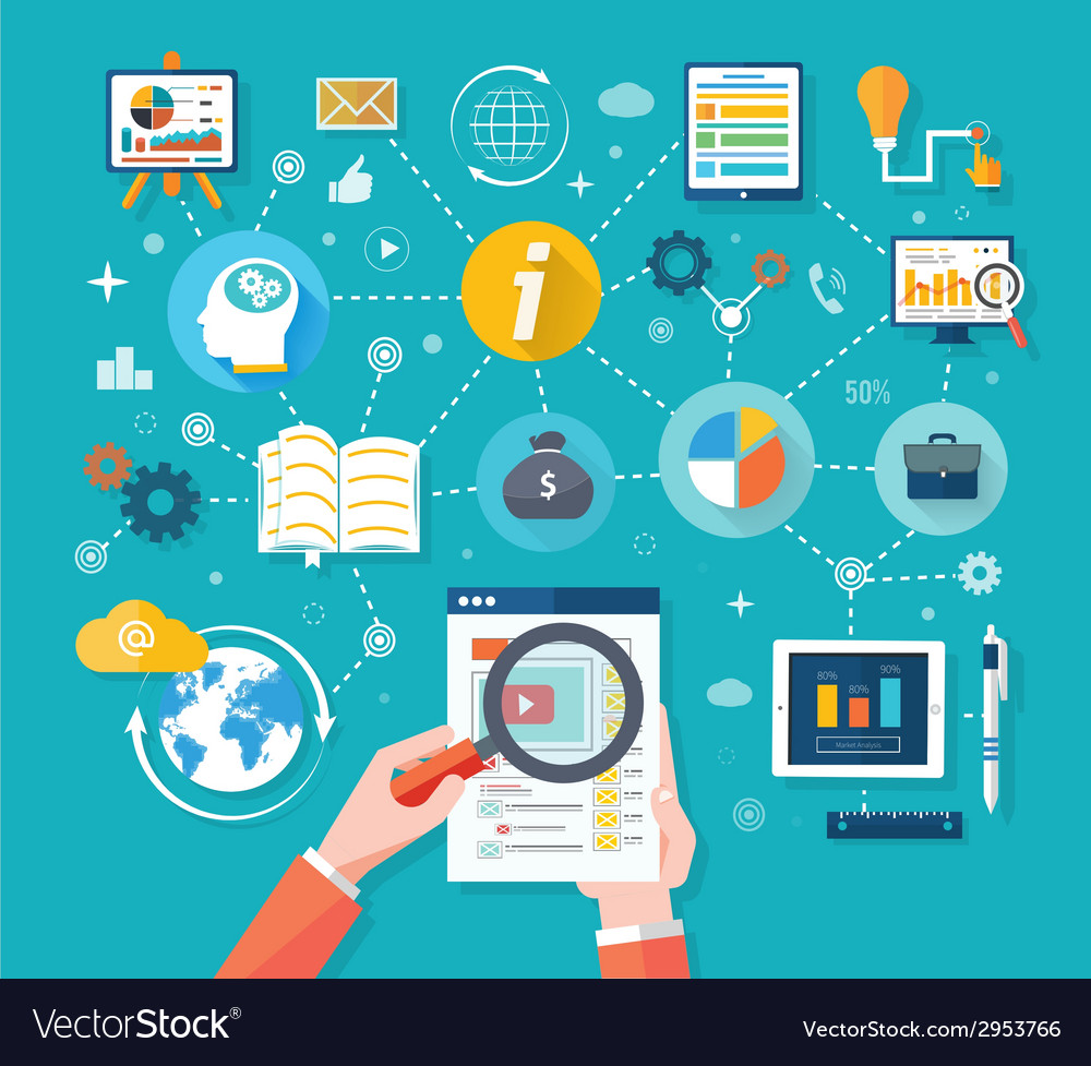 Web site seo analytics charts on screen of PC Vector Image