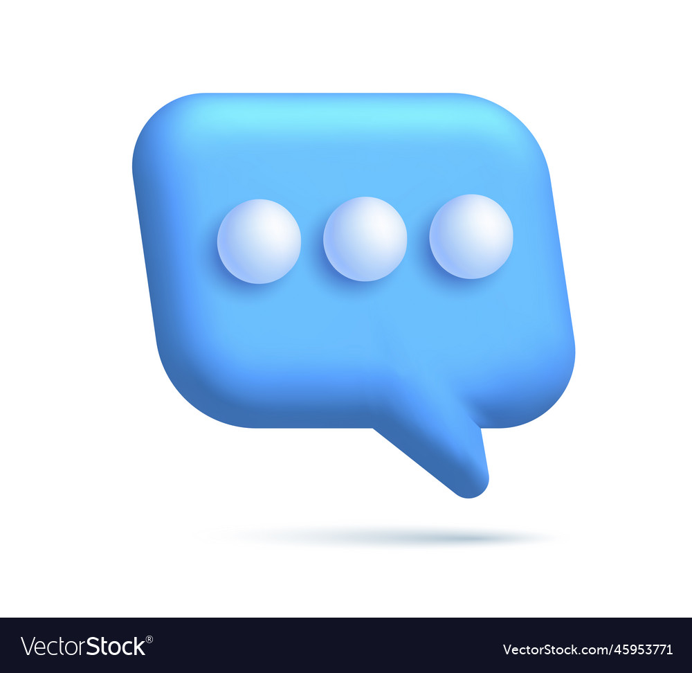 3d of blue realistic speech bubble Royalty Free Vector Image