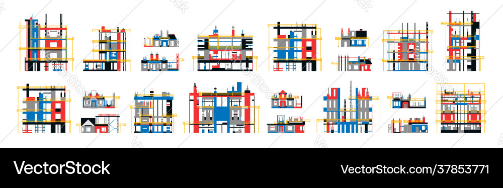 A collection unfinished buildings buildings Vector Image
